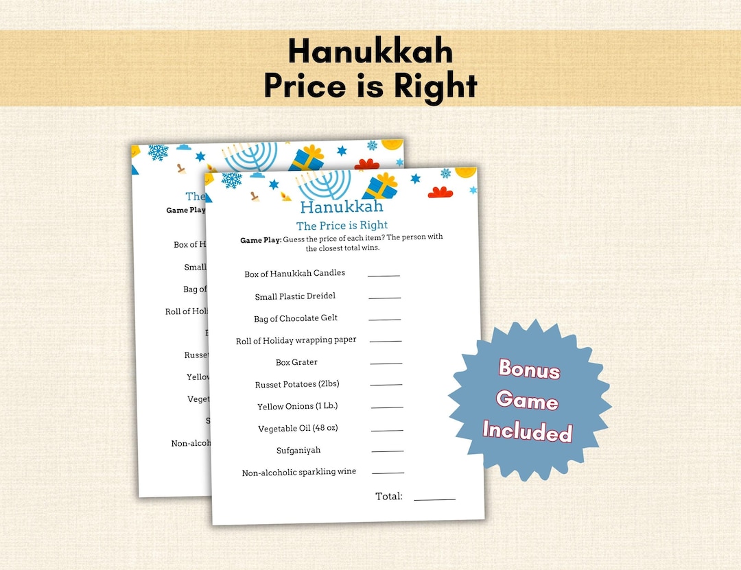 Hanukkah Party, Price is Right, Festival of Lights, Trivia Pricing Game ...
