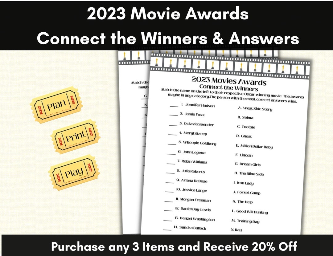 Movie Awards Trivia Game, Connect the Winners (PDF Printable) - Etsy
