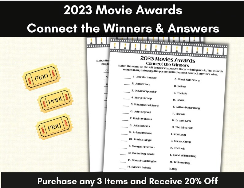 Movie Awards, Connect the Winners, Trivia Game, Movie Trivia, Movie ...