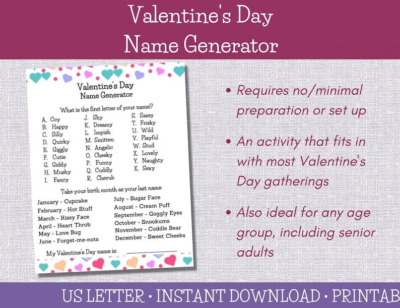 Valentine's Day, Name Generator, Valentine's Day Celebration, Party ...
