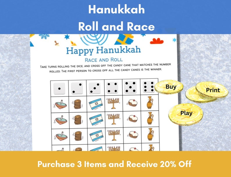 Hanukkah, Roll & Race, Dice Game, Hanukkah Activity, Classroom, Temple ...
