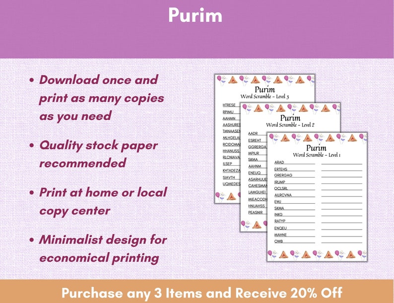 Purim Word Scramble, Word Puzzle, Jewish Holiday, Purim Games, Purim ...
