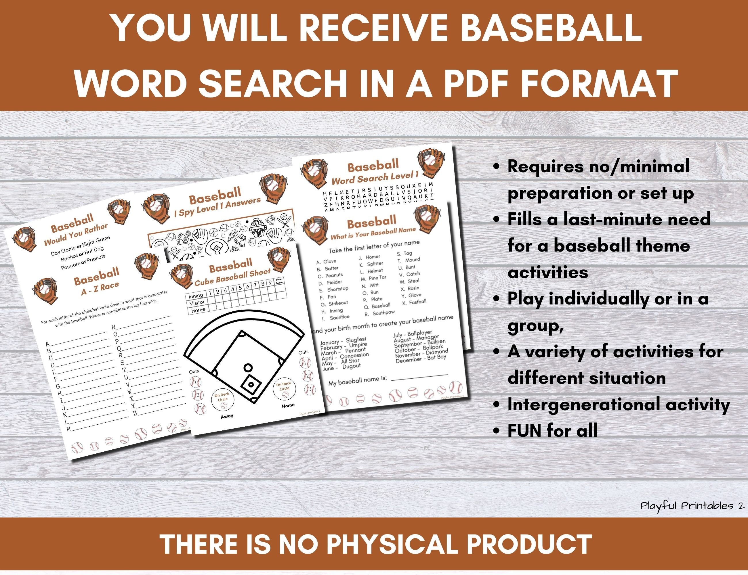 Baseball Party Printables, Bundle, I Spy, Word Search, Would You Rather ...