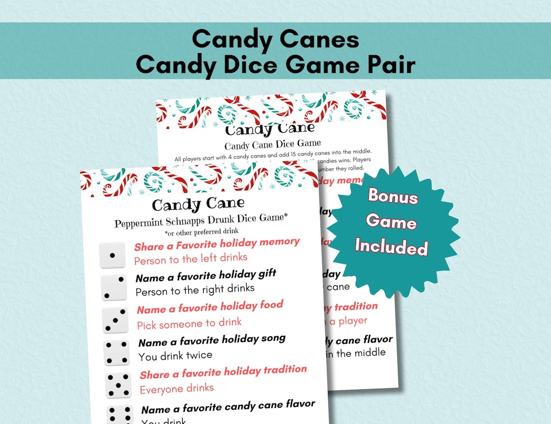 Candy Cane, Candy Cane Game, Christmas Dice Game, Candy Dice Game ...