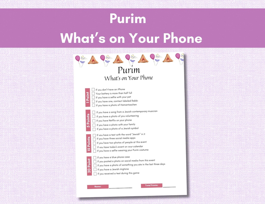 Purim, What’s on Your Phone, Jewish Holiday, Purim Game, Jewish Youth ...