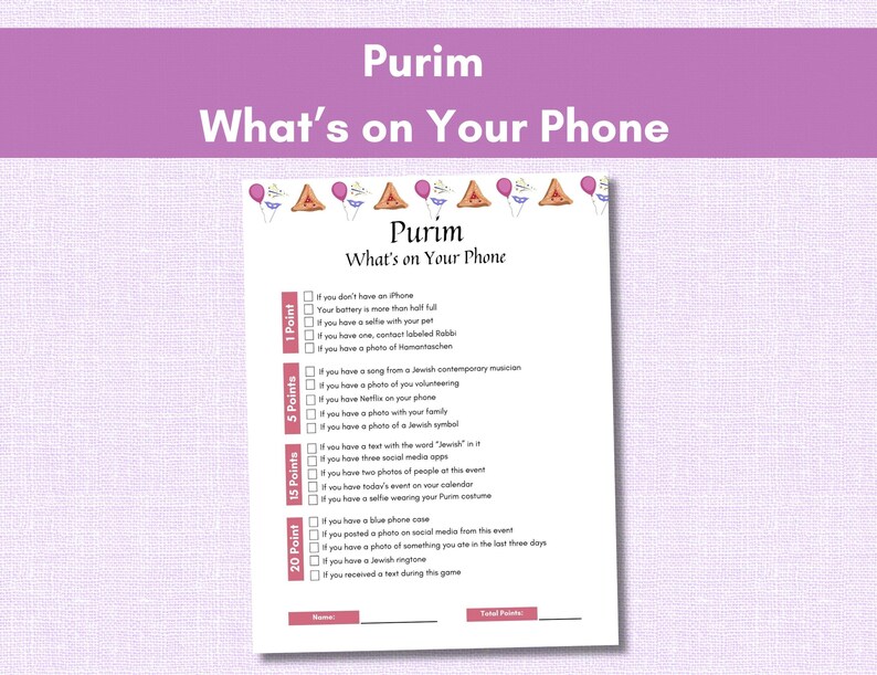 Purim, What’s on Your Phone, Jewish Holiday, Purim Game, Jewish Youth ...