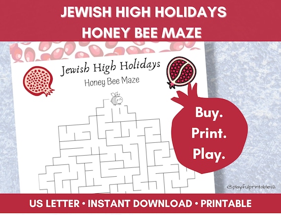 Jewish High Holidays Honey Bee Maze Children Families - Etsy
