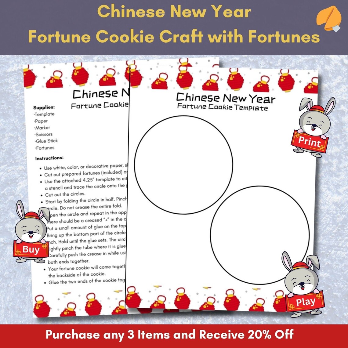Chinese New Year, DYI Fortune Cookie Craft, Lunar New Year, Chinese ...