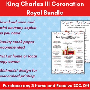 King Charles III Coronation Games Bundle, Royal Party Trivia (PDF) - Etsy