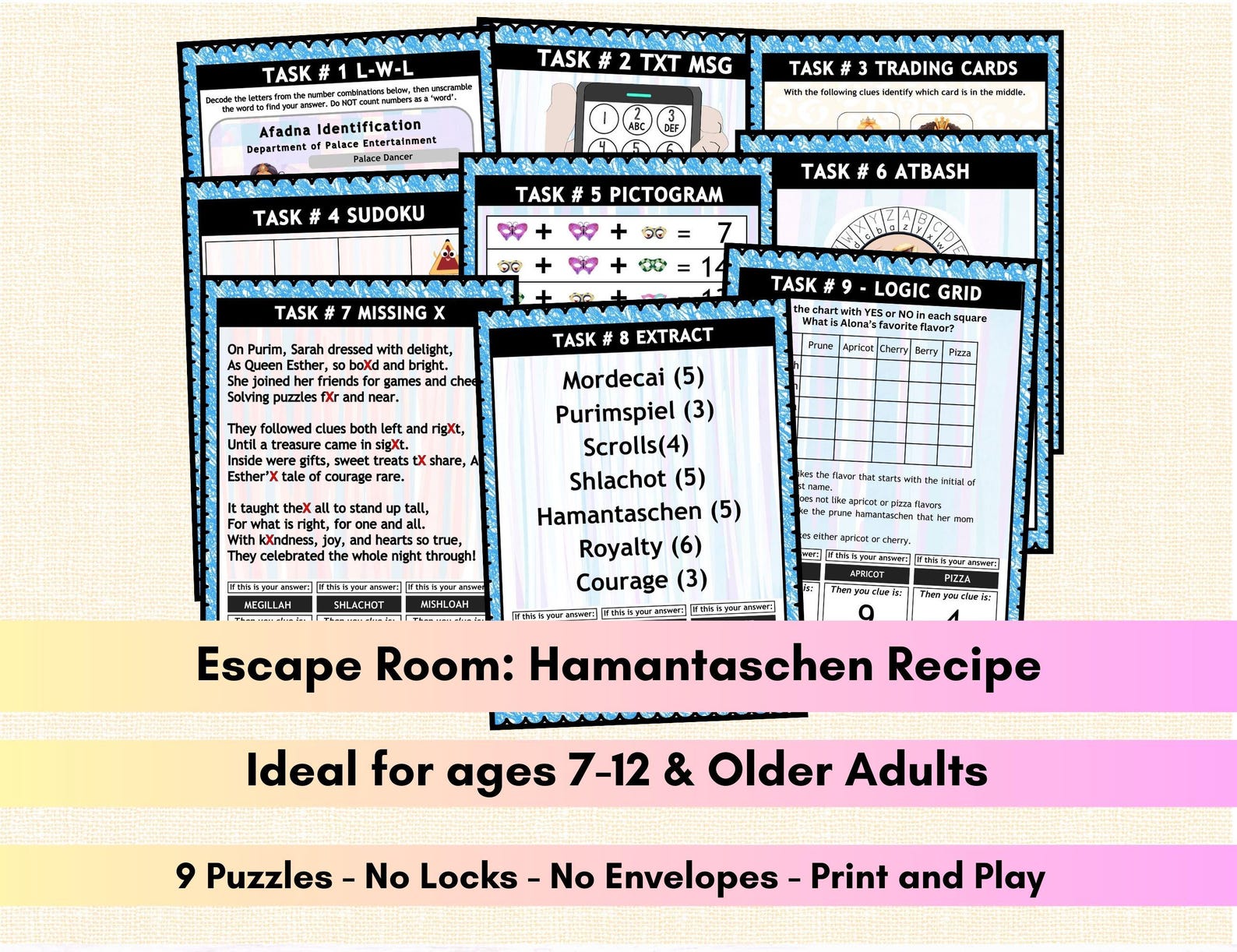 Purim Pass the Hamantaschen Dice Game, Jewish Holiday (printable PDF ...