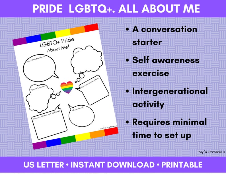 Pride Month Activity All About Me Lgbtq Pride Celebration Etsy