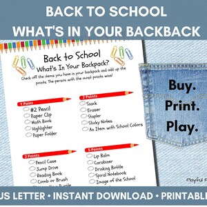 Back to School What's in Your Backpack, Back to School Game, First Day ...