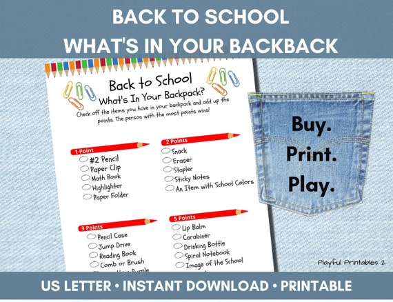 Back to School What's in Your Backpack Back to School - Etsy