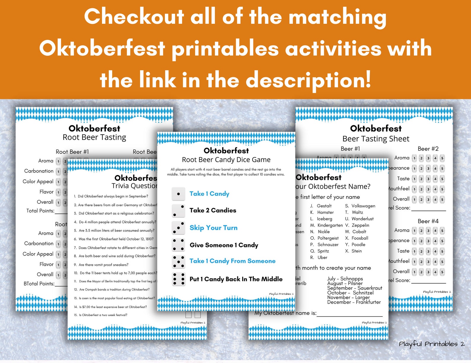 Oktoberfest Party Bundle, Beer and Root Beer Sampling, Trivia, Candy ...