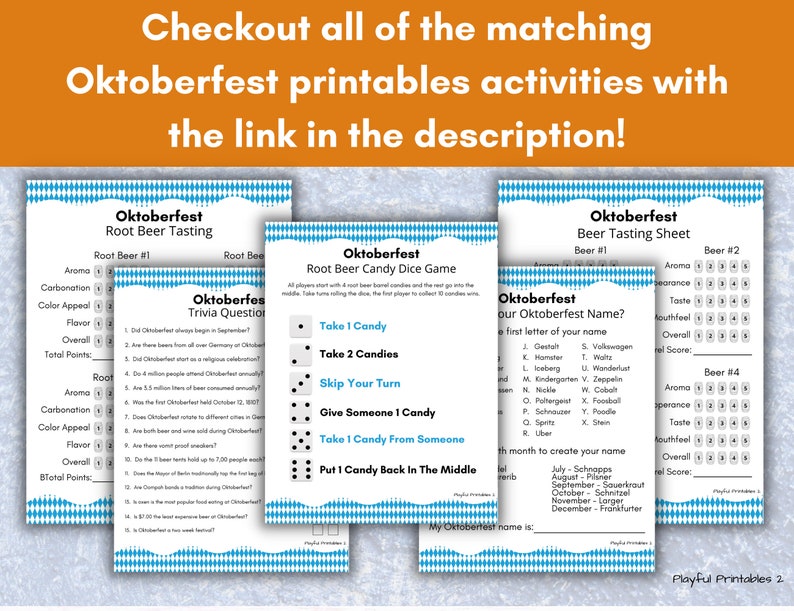 Oktoberfest Party Bundle, Beer and Root Beer Sampling, Trivia, Candy ...