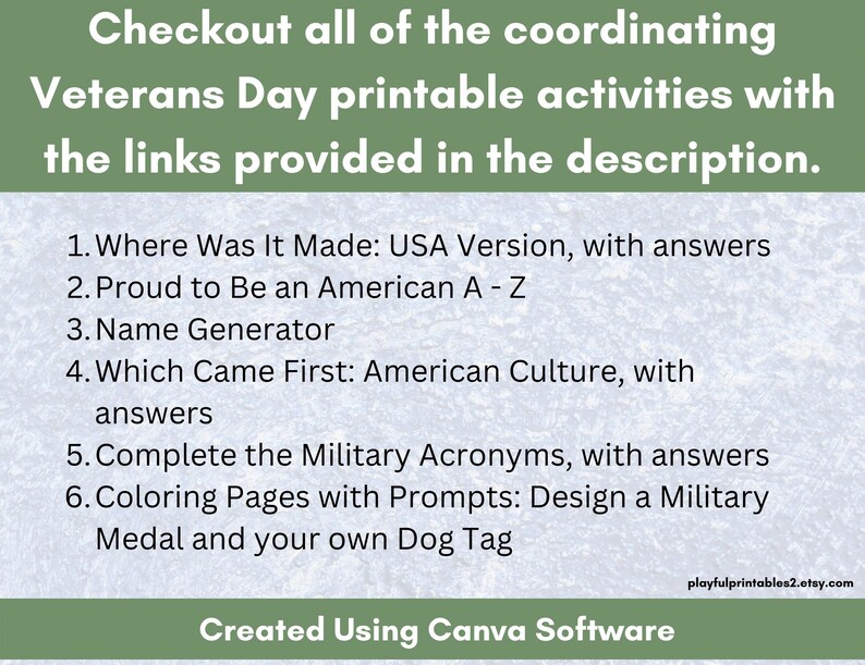 Veterans Day, Name Generator, Military Game, Veterans Day Classroom ...