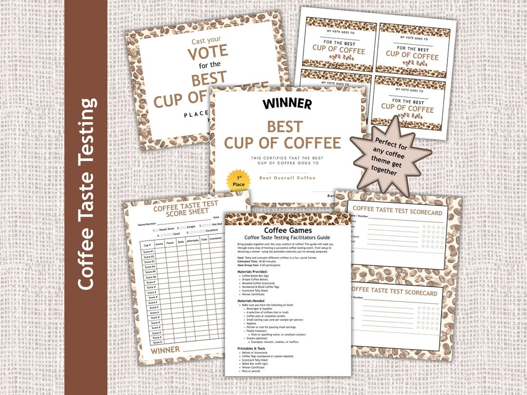 Coffee Tasting Kit for Seniors or Office Party, Coffee Games, Printable ...