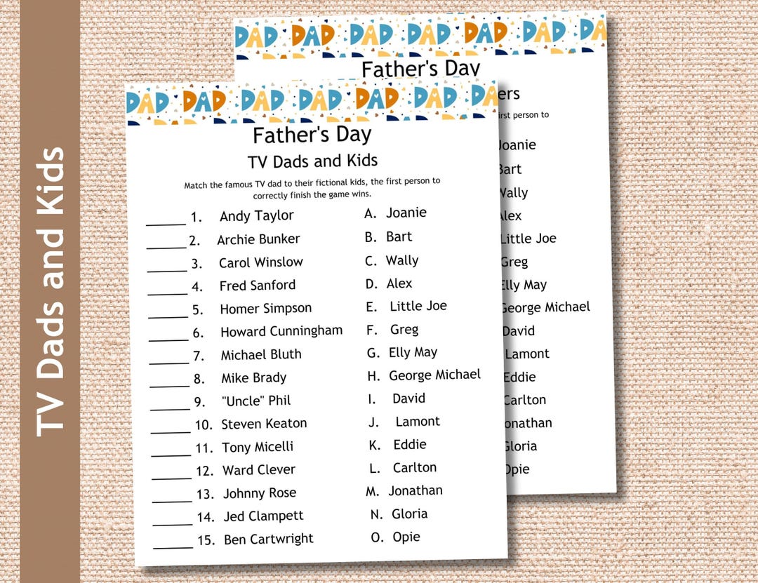 Father's Day TV Dads Quiz, Trivia Game (digital Download) - Etsy