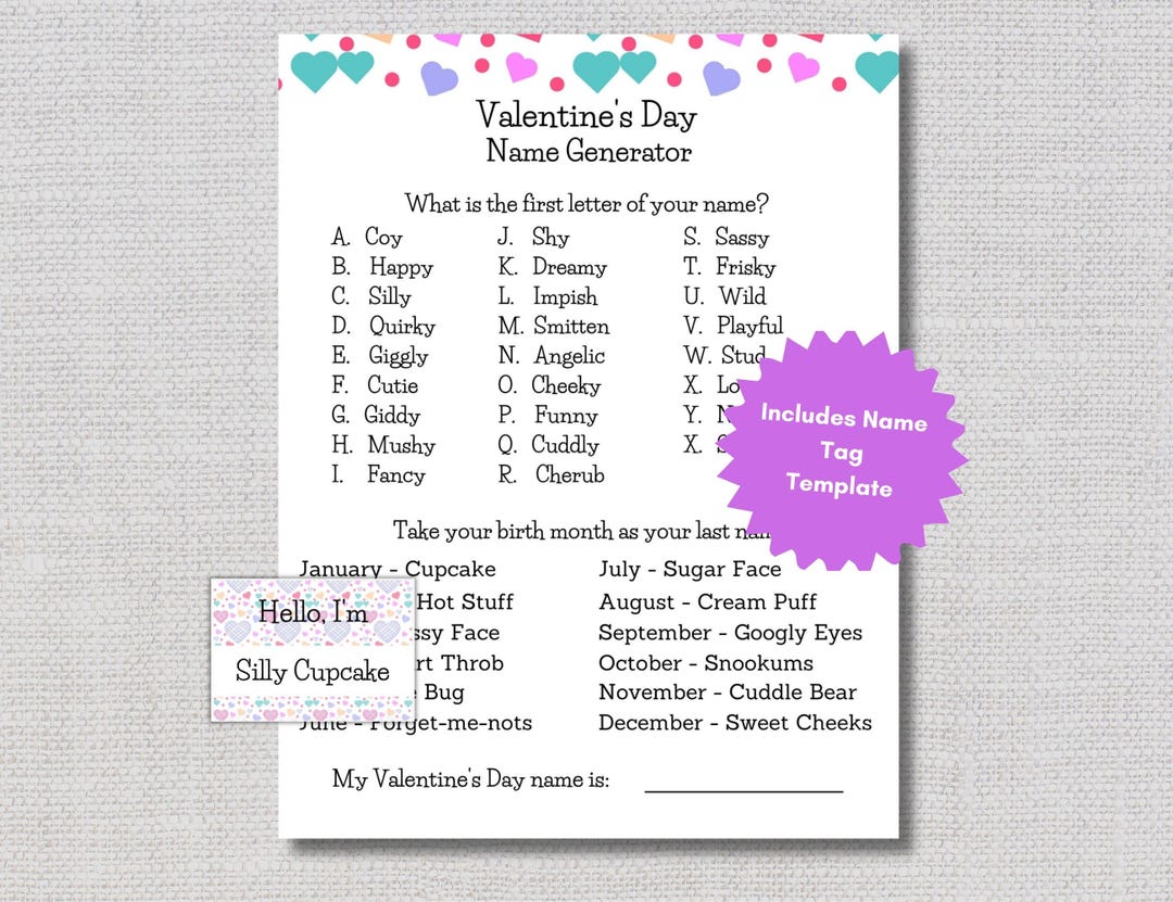 Valentine's Day, Name Generator, Valentine's Day Celebration, Party ...