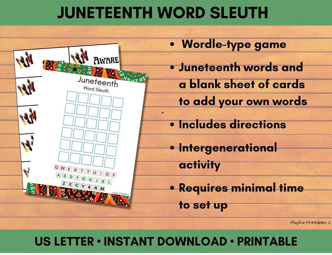 Juneteenth Word Sleuth, Celebration, Word Game, Word Solving Game ...