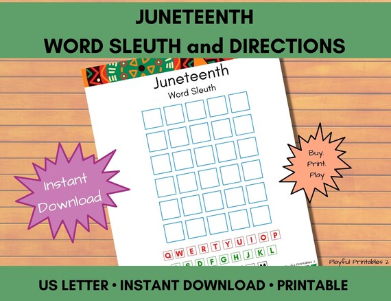 Juneteenth Word Sleuth Celebration Word Game Word Solving - Etsy