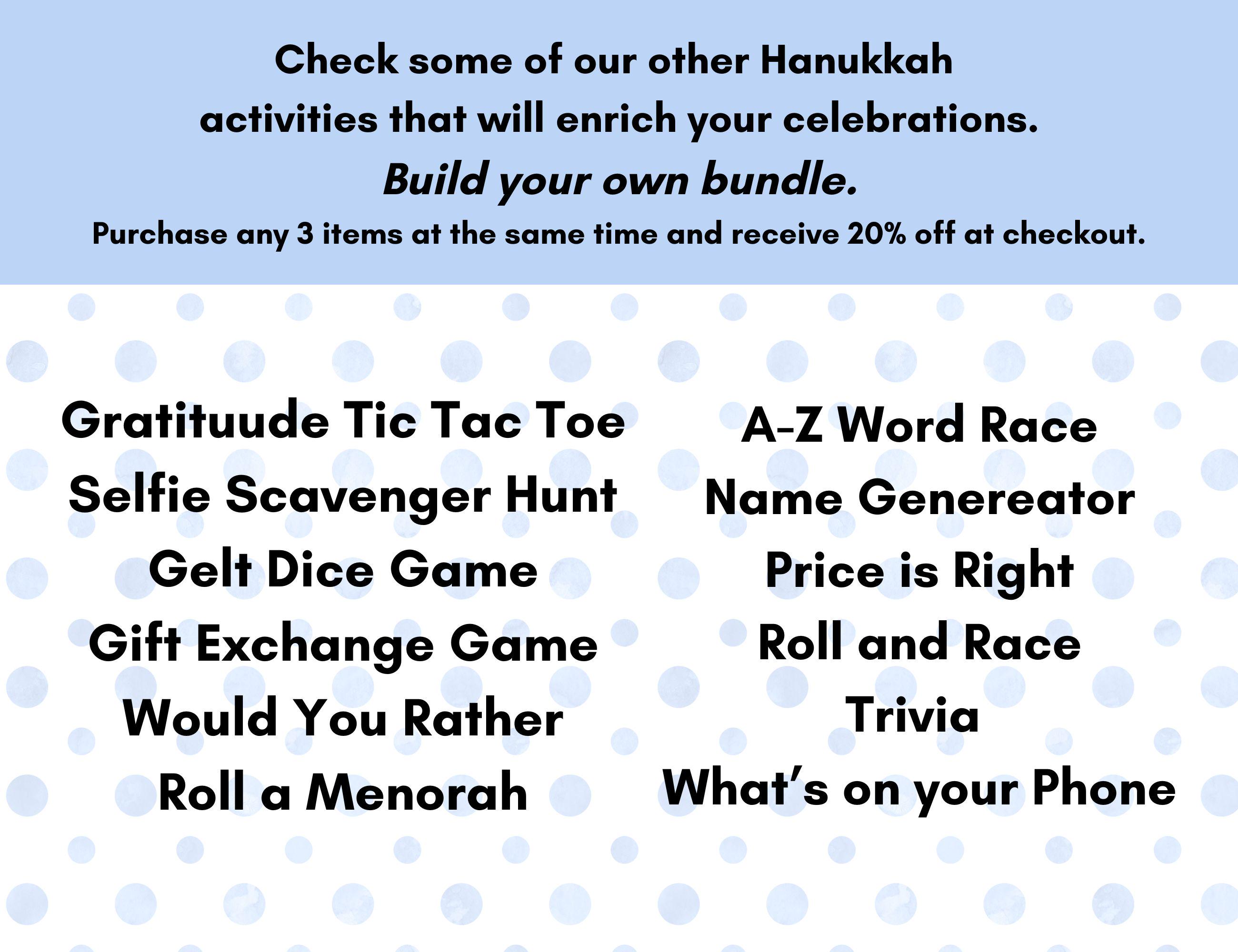 Hanukkah Selfie, Jewish Scavenger Hunt, Photo Challenge, Hanukkah Game ...