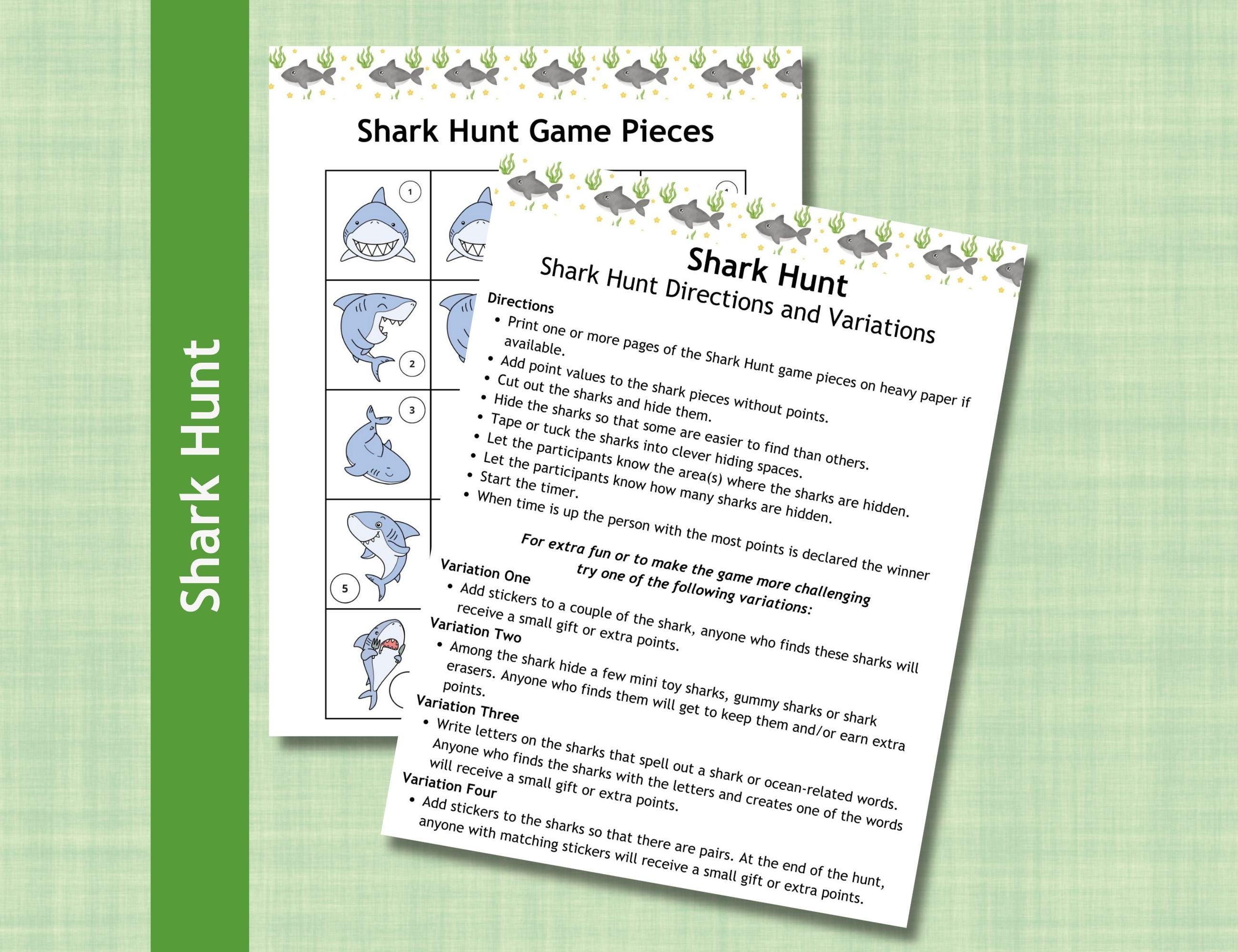 Printable Shark Hunt Party Game, Ocean Adventure (PDF) - Etsy