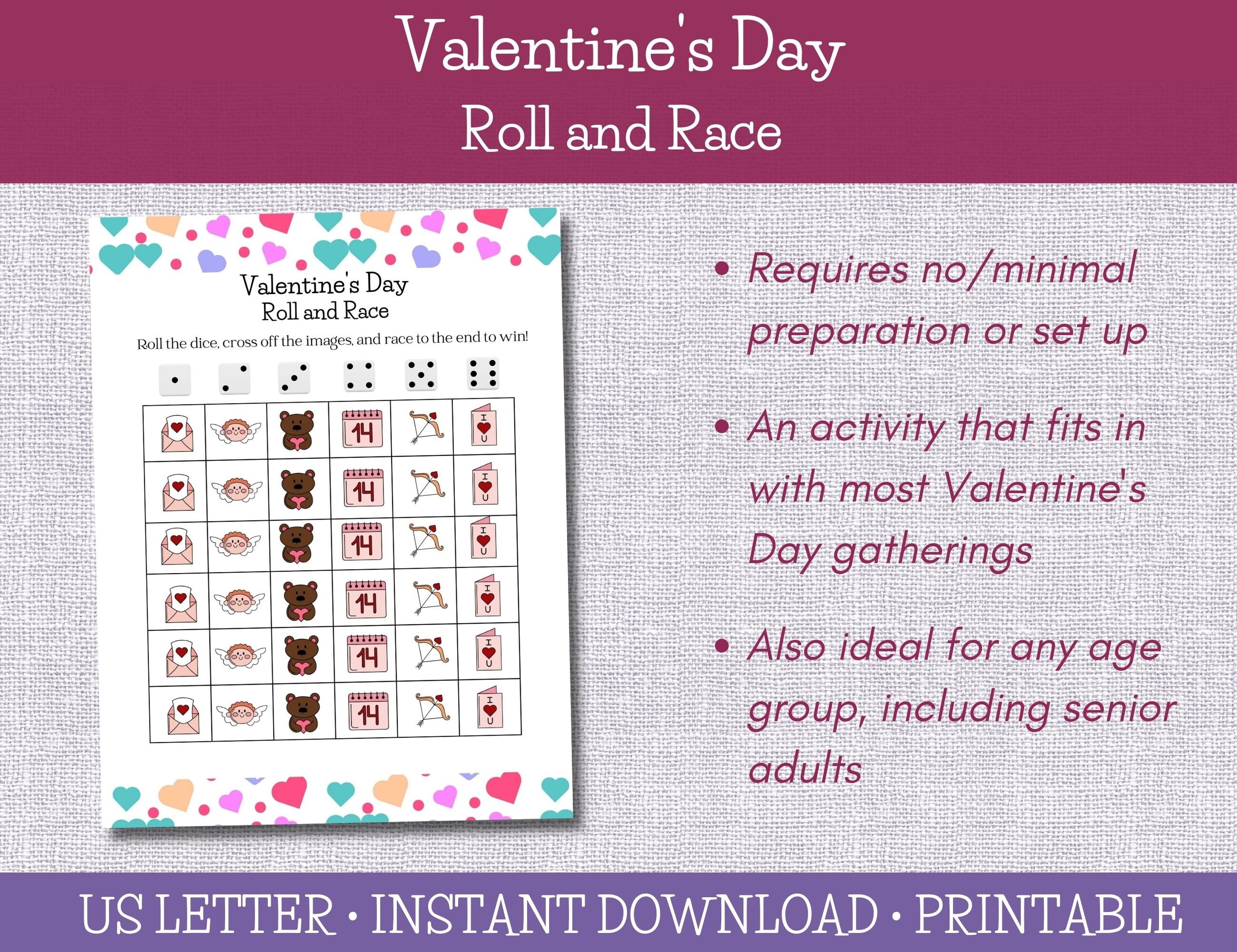 Valentine's Day, Valentine's Day Roll & Race, Dice Game, Valentine's ...