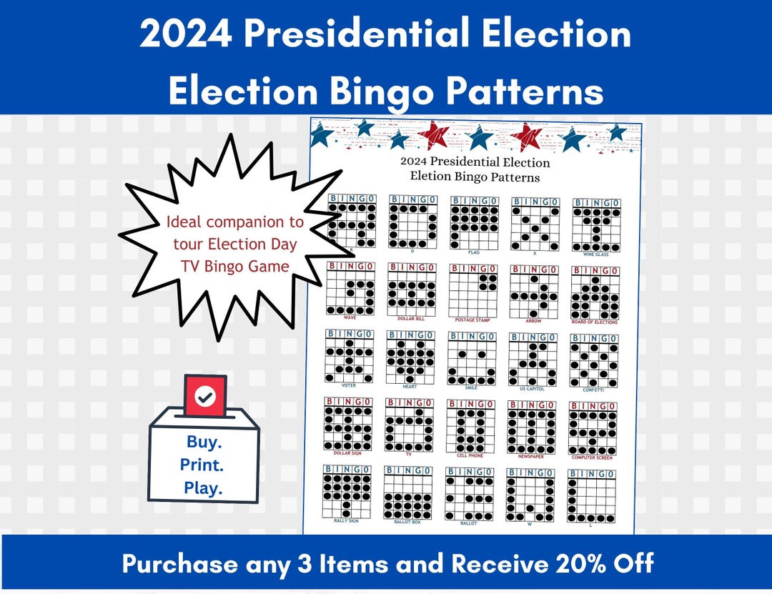 Election Bingo Patterns, Election Bingo, Election Game, Election Day ...
