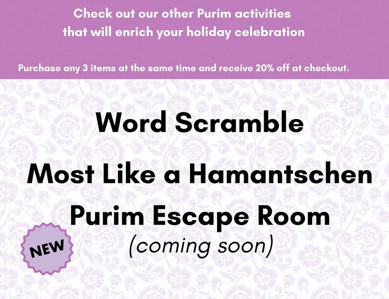 Purim Word Scramble, Word Puzzle, Jewish Holiday, Purim Games, Purim ...