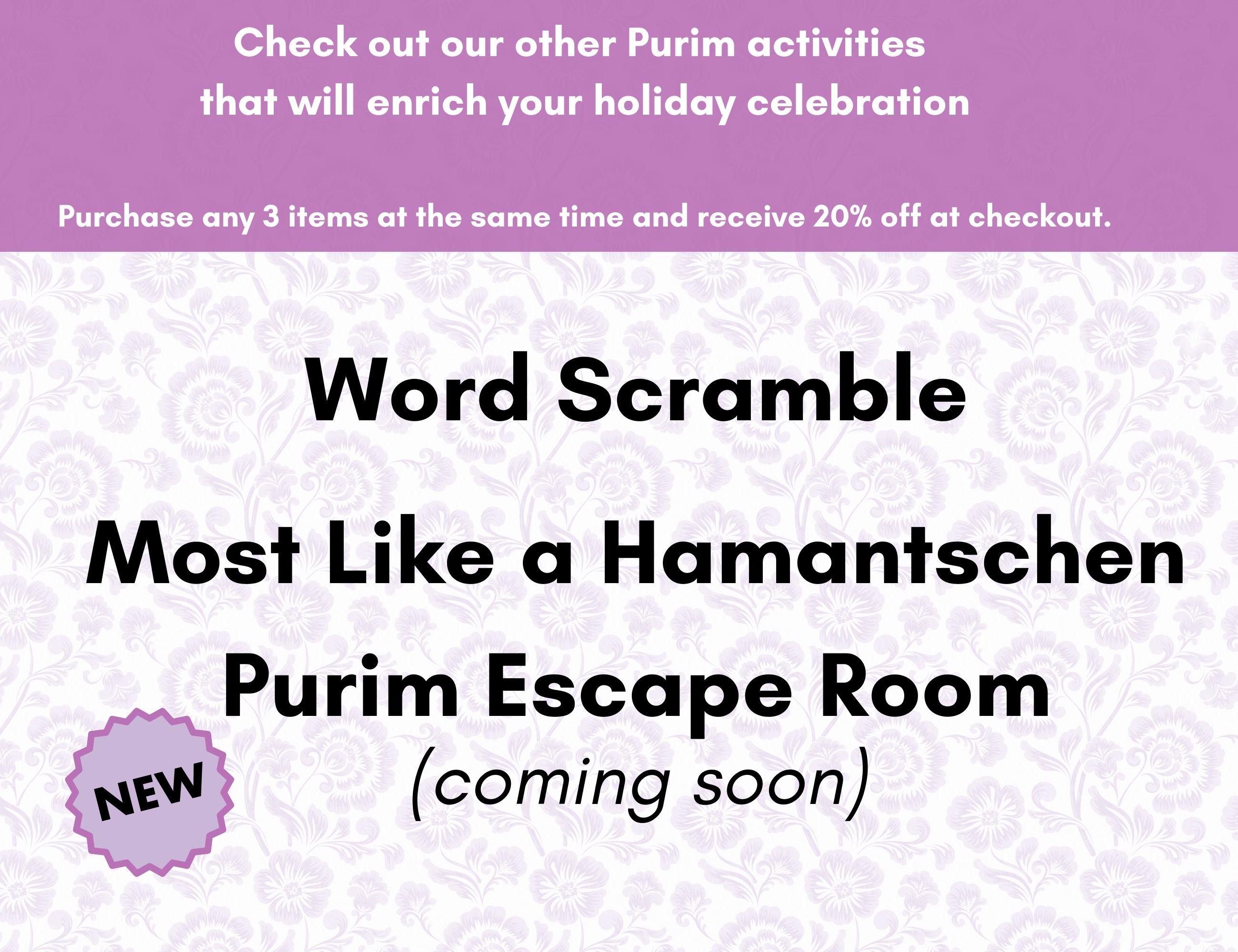Purim Word Scramble, Word Puzzle, Jewish Holiday, Purim Games, Purim ...