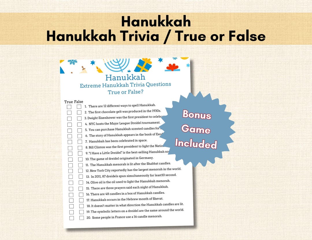 Hanukah Trivia, Hanukkah Celebration, Jewish Holiday, Hanukkah Party ...