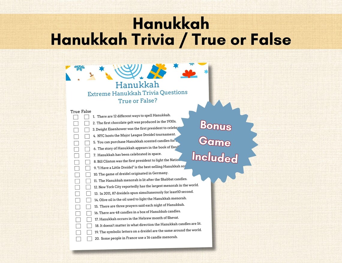 Hanukah Trivia, Hanukkah Celebration, Jewish Holiday, Hanukkah Party ...