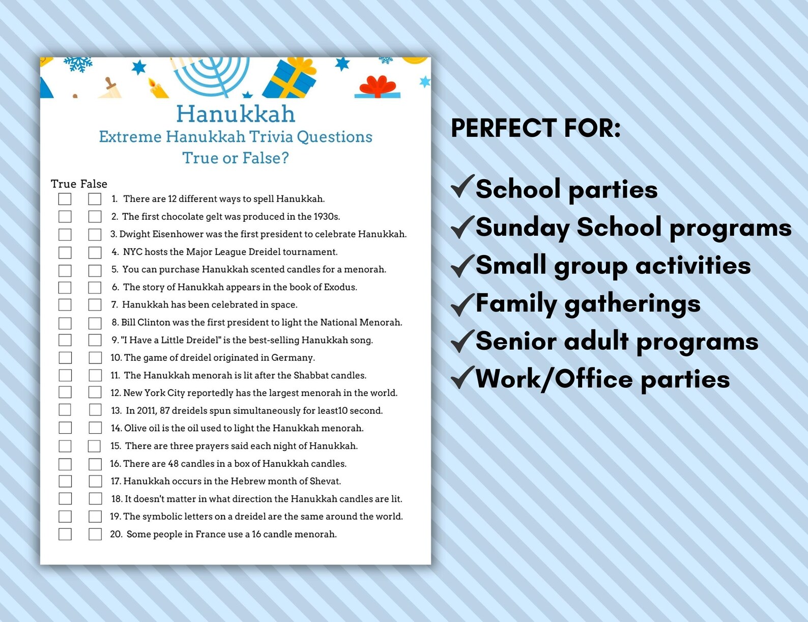 Hanukah Trivia, Hanukkah Celebration, Jewish Holiday, Hanukkah Party ...