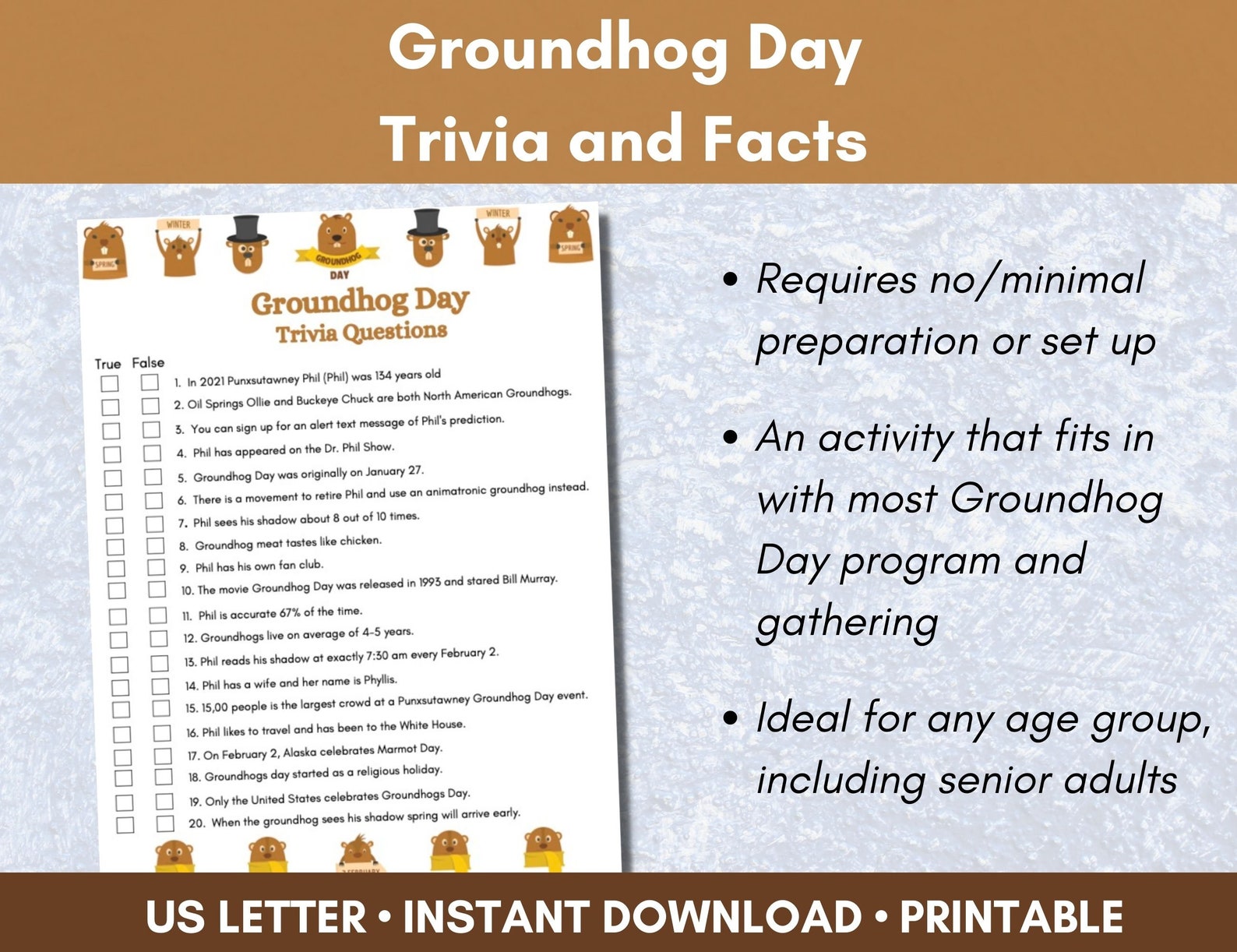 Groundhog Day, Trivia and Facts, Groundhog Day Activity, Punxsutawney ...