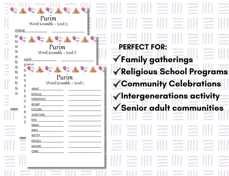 Purim Word Scramble, Word Puzzle, Jewish Holiday, Purim Games, Purim ...