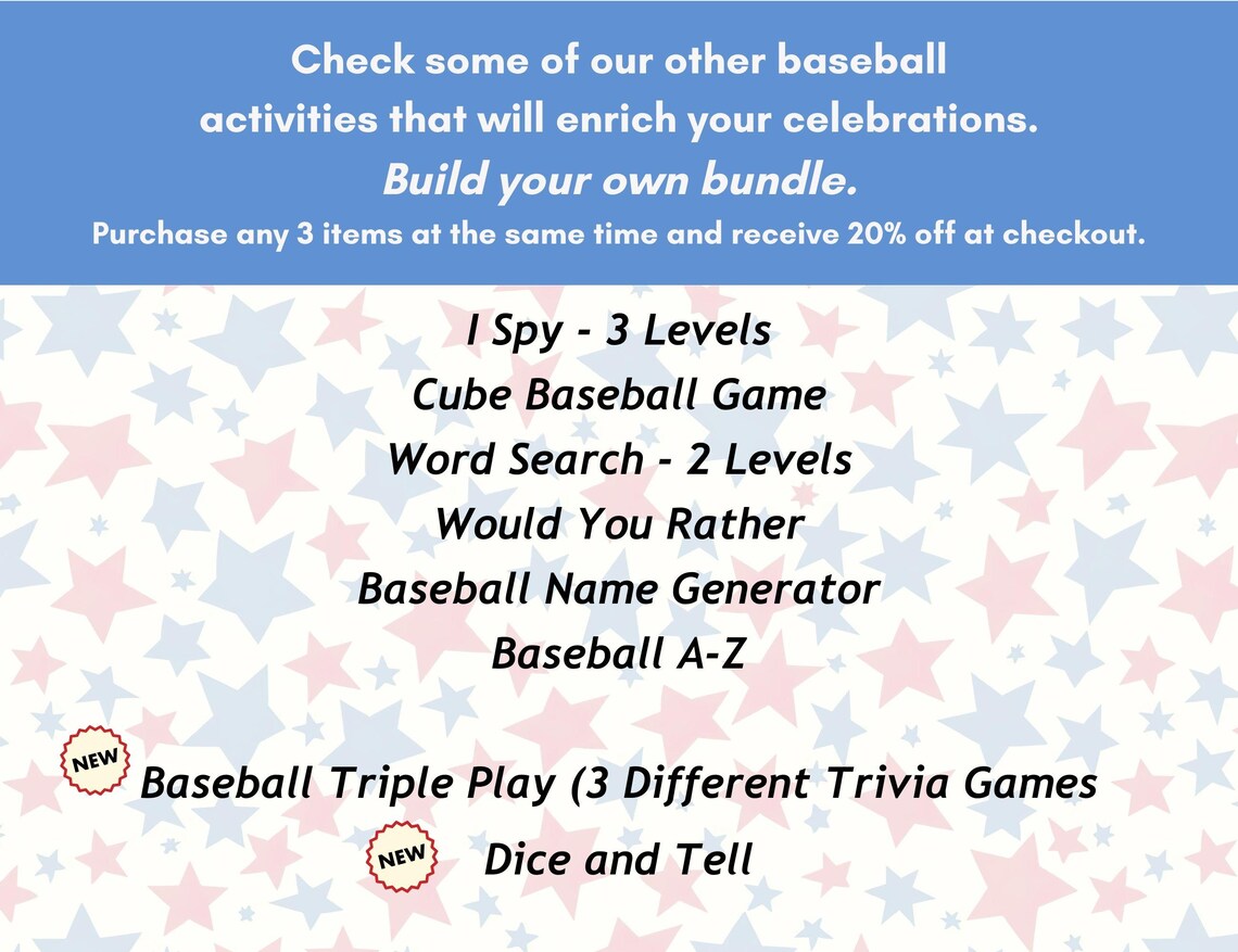 Baseball Name Generator, Printable Party Game (instant Download) - Etsy