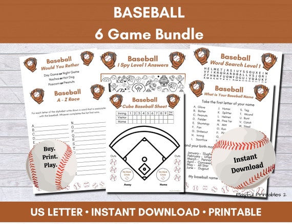 Baseball Party Printables Bundle I Spy Word Search Would - Etsy