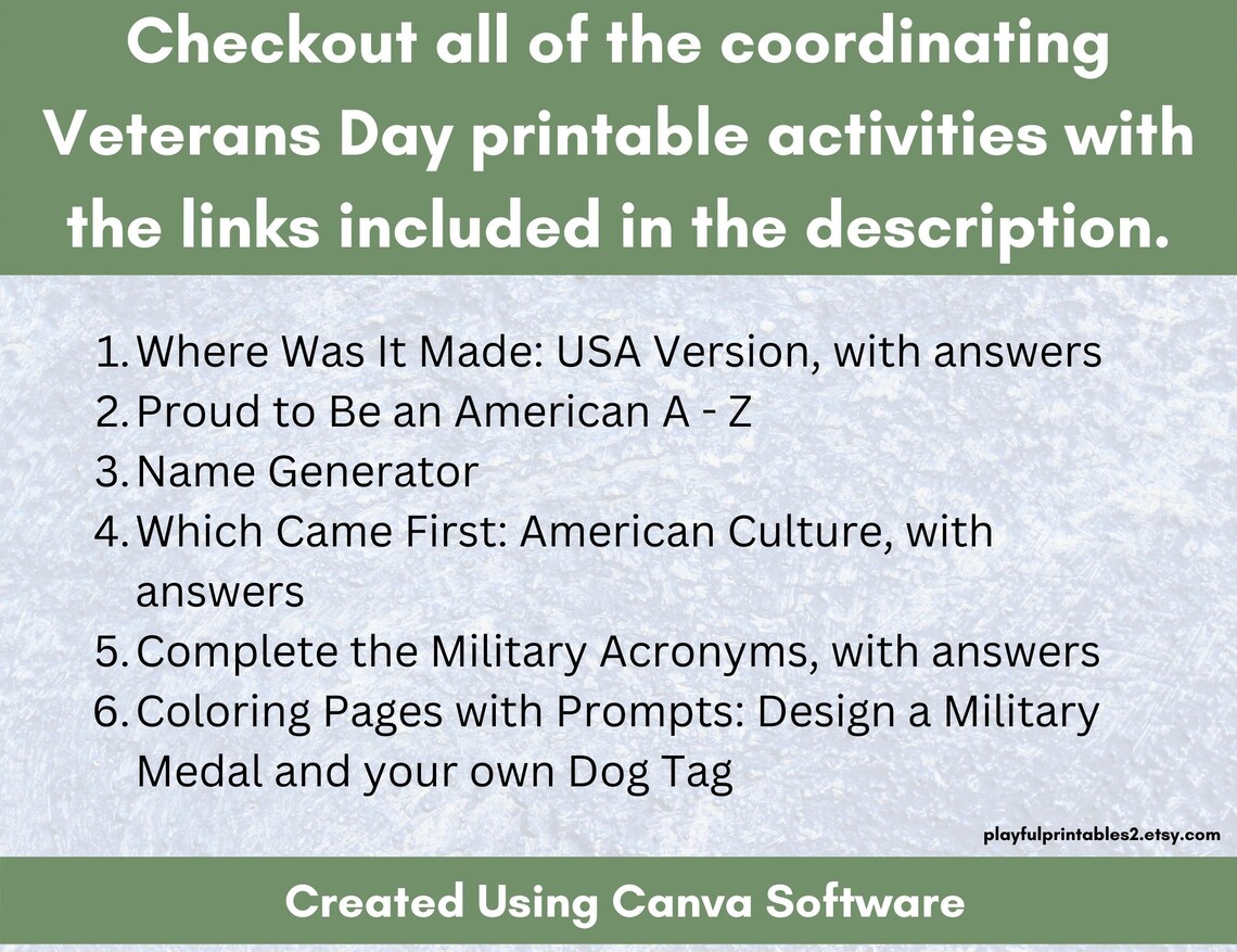 Veterans Day, Fill in the Blank, Military Acronyms, Word Game ...