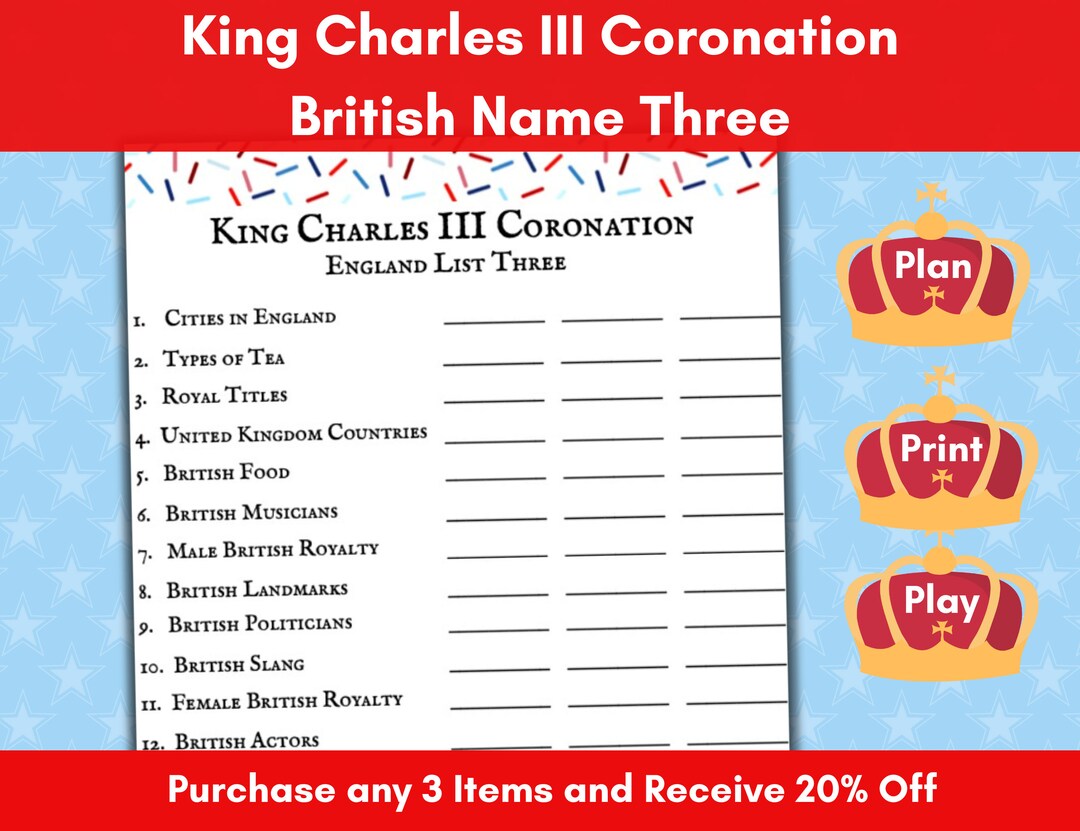 King Charles III Coronation Game, British Trivia (printable PDF) - Etsy