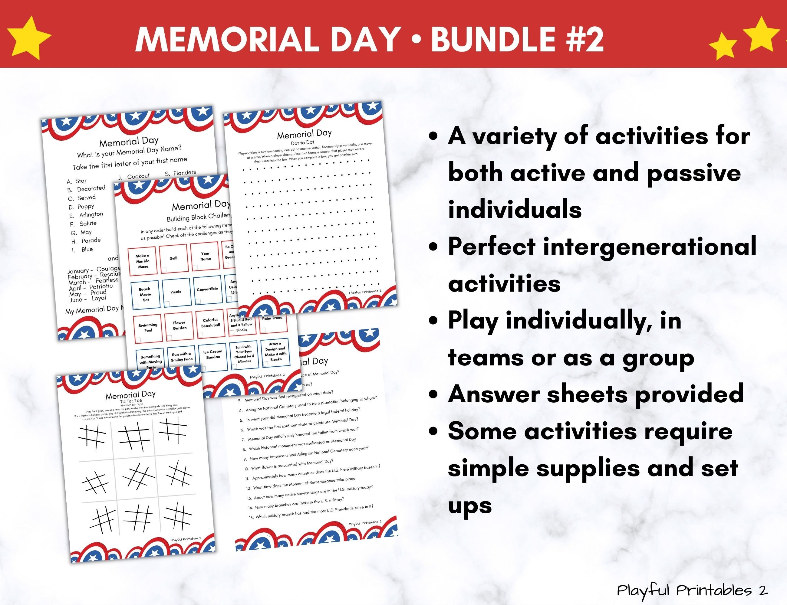 Memorial Day Bundle 2, Patriotic Activities, Interactive Games, Digital ...