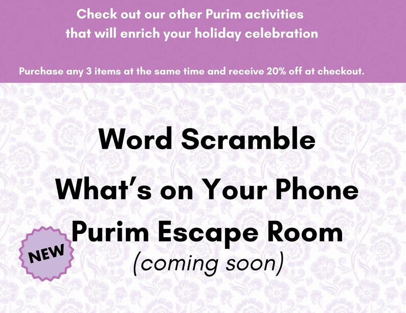Purim Game, Who is Most Like Hamantaschen, Jewish Holiday (printable ...