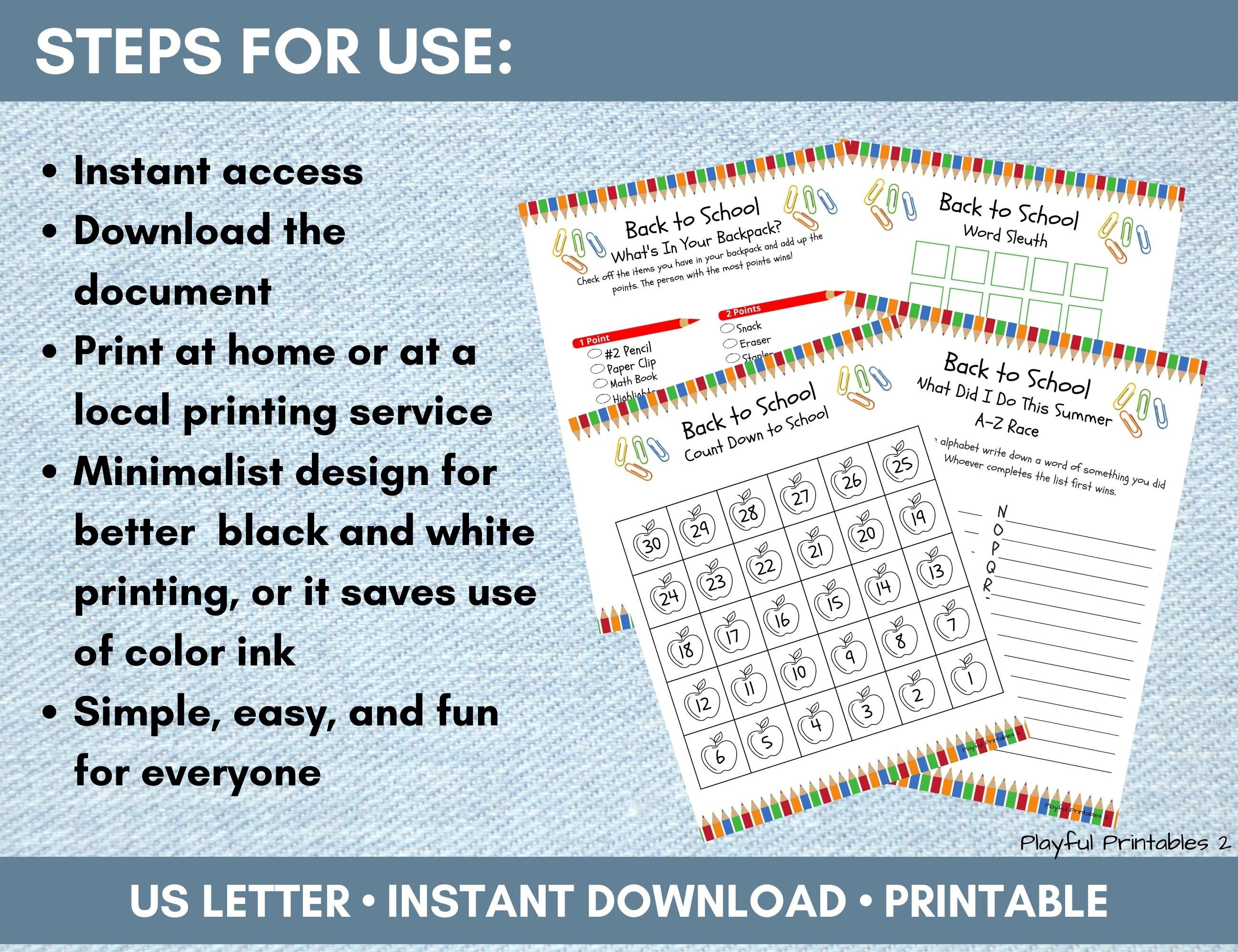 Back to School Game Bundle Would You Rather Word & A-Z Race - Etsy