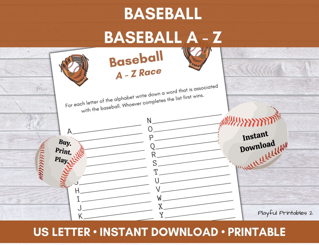 Baseball A-Z Race, Word Race, Alphabet Game, Baseball Download Activity ...