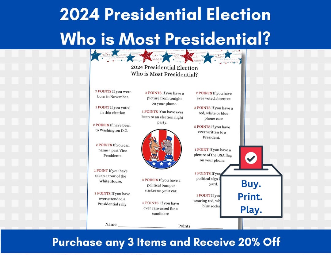 Who is Most Presidential, Election Game, Political Game, Election Party ...