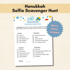 Hanukkah Selfie, Jewish Scavenger Hunt, Photo Challenge, Hanukkah Game ...