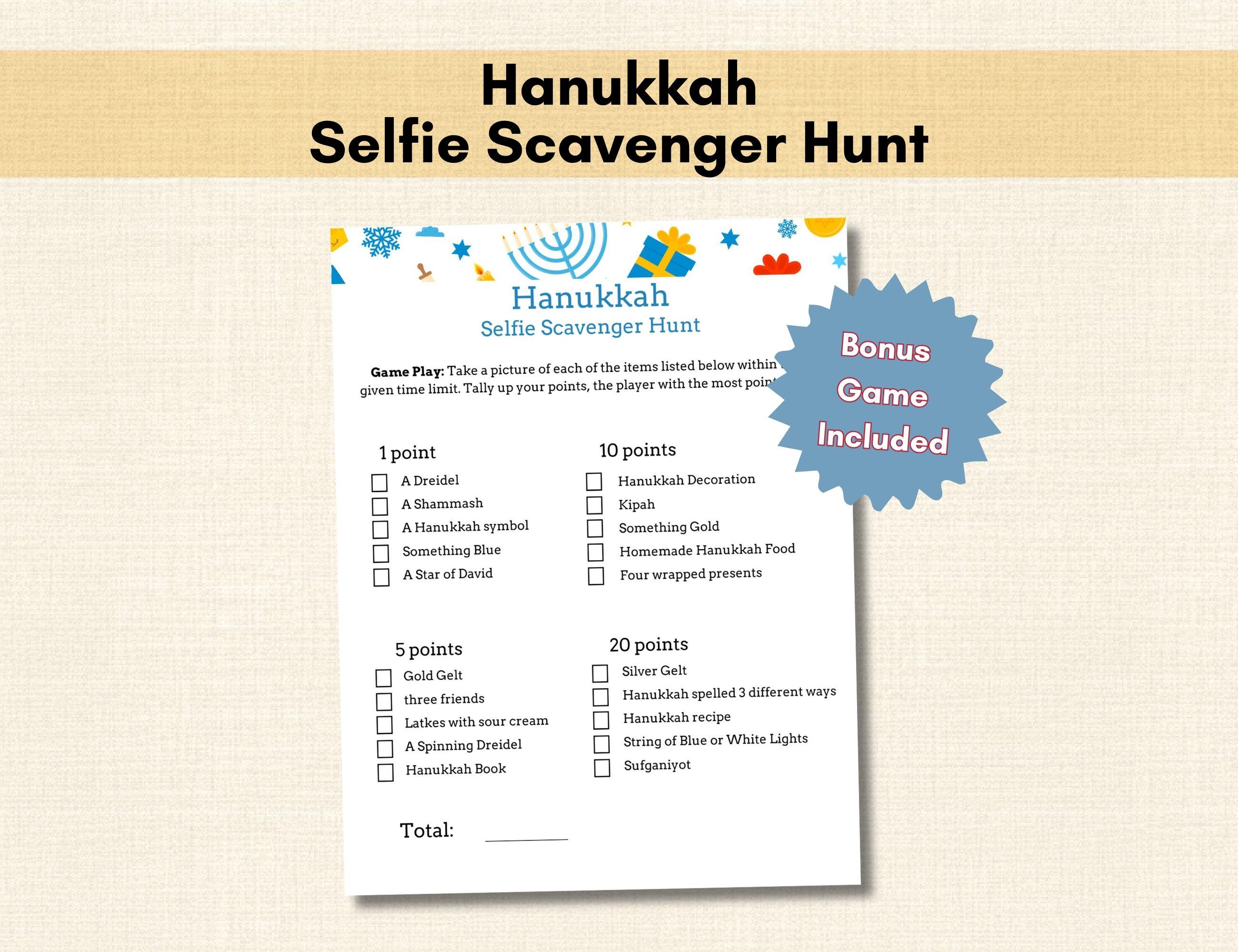 Hanukkah Selfie, Jewish Scavenger Hunt, Photo Challenge, Hanukkah Game ...