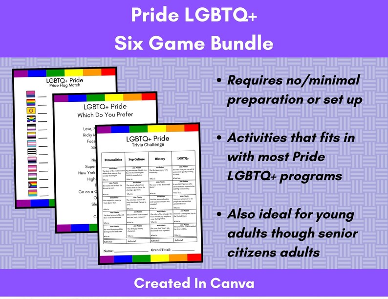 Pride LGBTQ+ Six Game Bundle, Pride Celebration, Brain Games, Identity ...