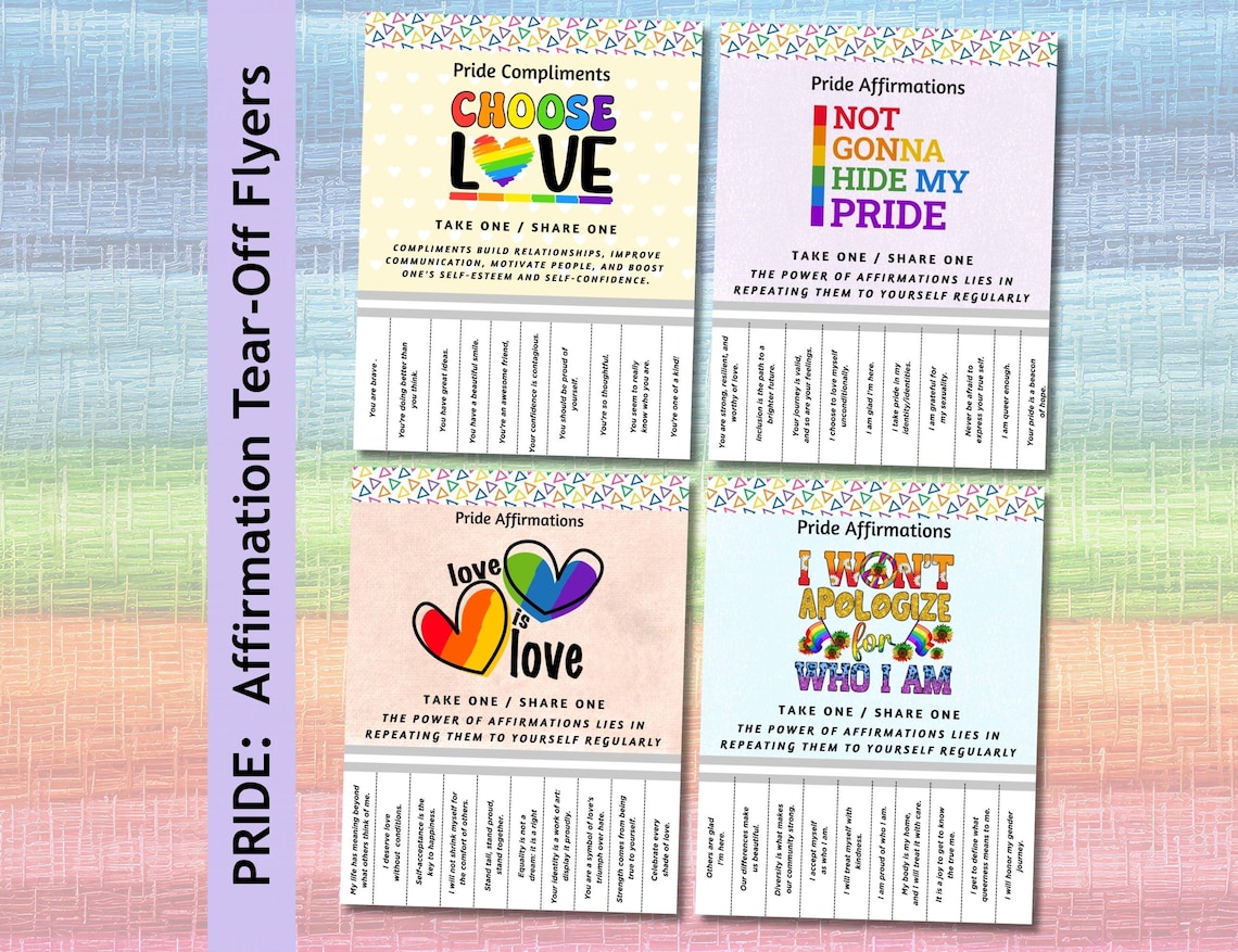 LGBTQ+ Pride Affirmation Tear-off Flyers (printable PDF) - Etsy