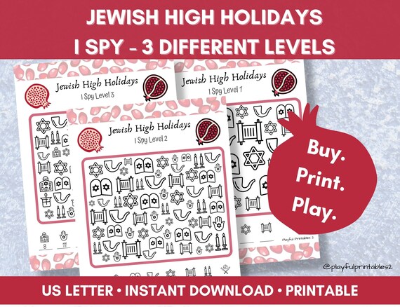 Jewish High Holidays I Spy 3 Levels & Answers Puzzle - Etsy